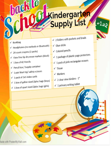 Howard, Jessica - Kindergarten / SUPPLY LIST