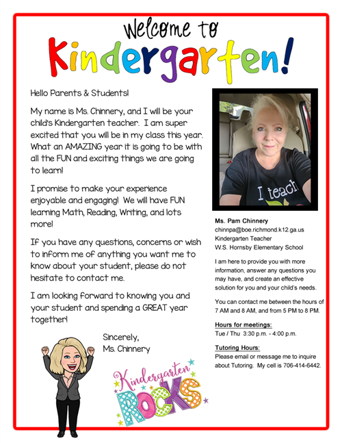 Chinnery, Pamela / Welcome Letter