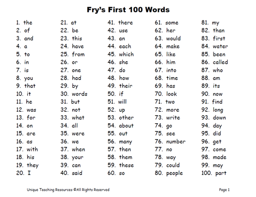 Spikes, Angela / Fry's first 100 sight words