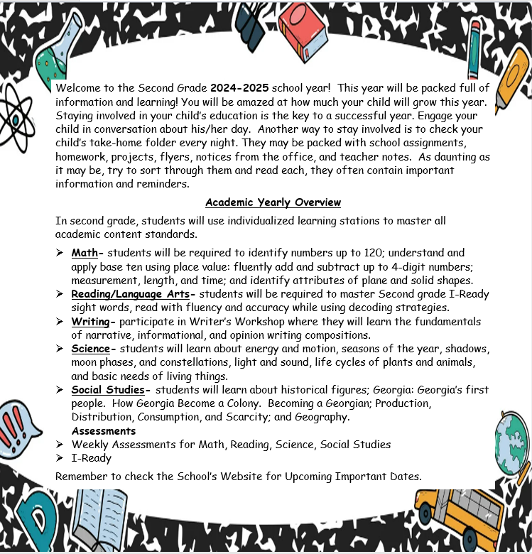 Dean, Nicole - 2nd Grade Teacher / 2nd Grade Welcome Letter