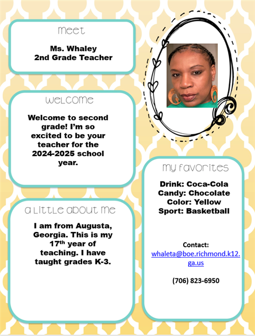 Whaley, Tamiko / 2nd Grade / Meet the Teacher